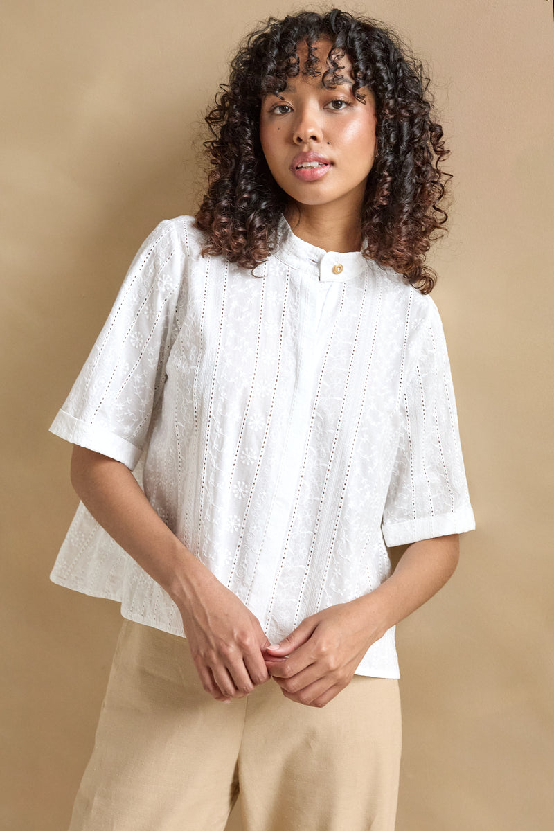 Nicky - Chemise à col mao – Marigold par Marilyne Baril